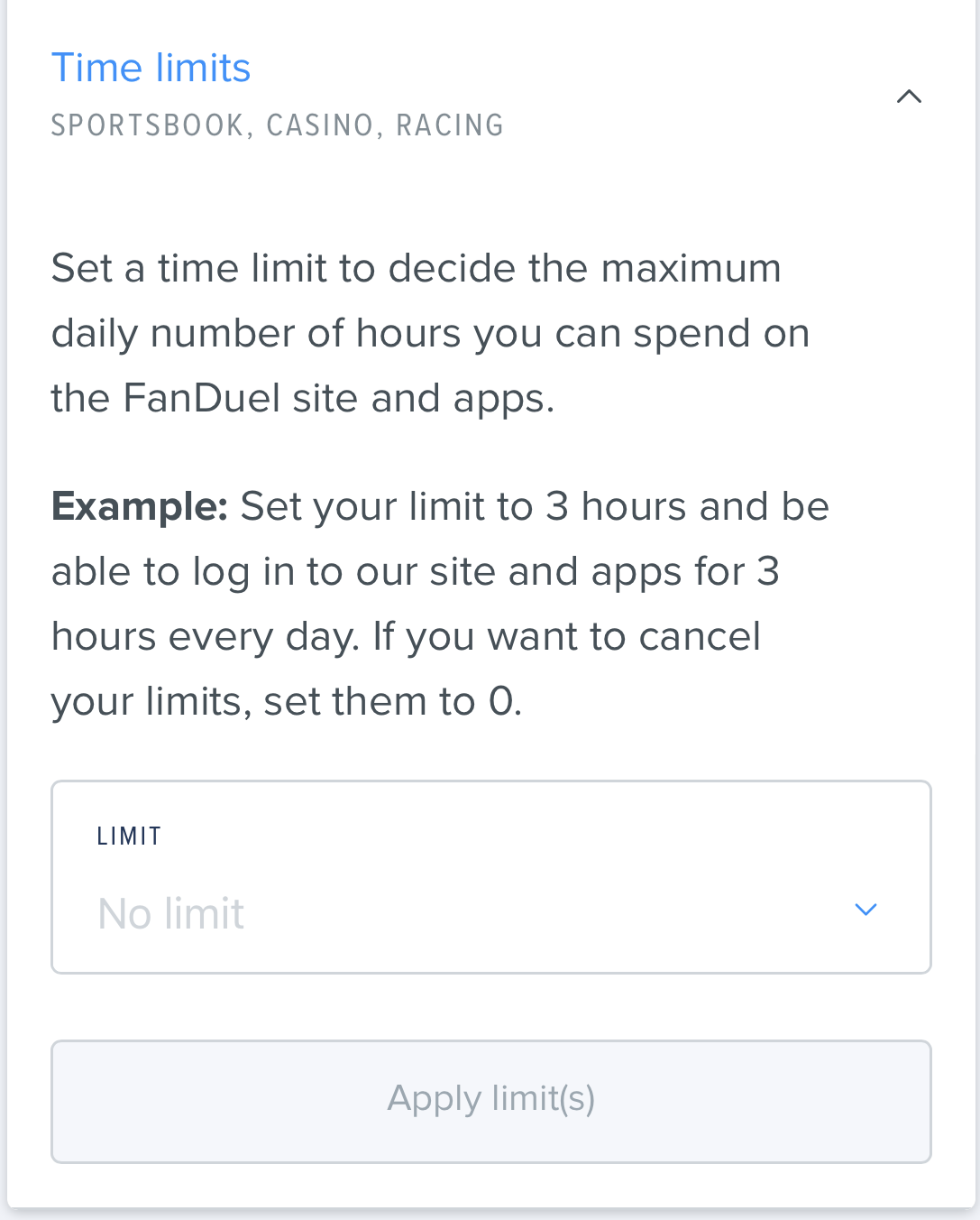 How do I set account limits on FanDuel?
