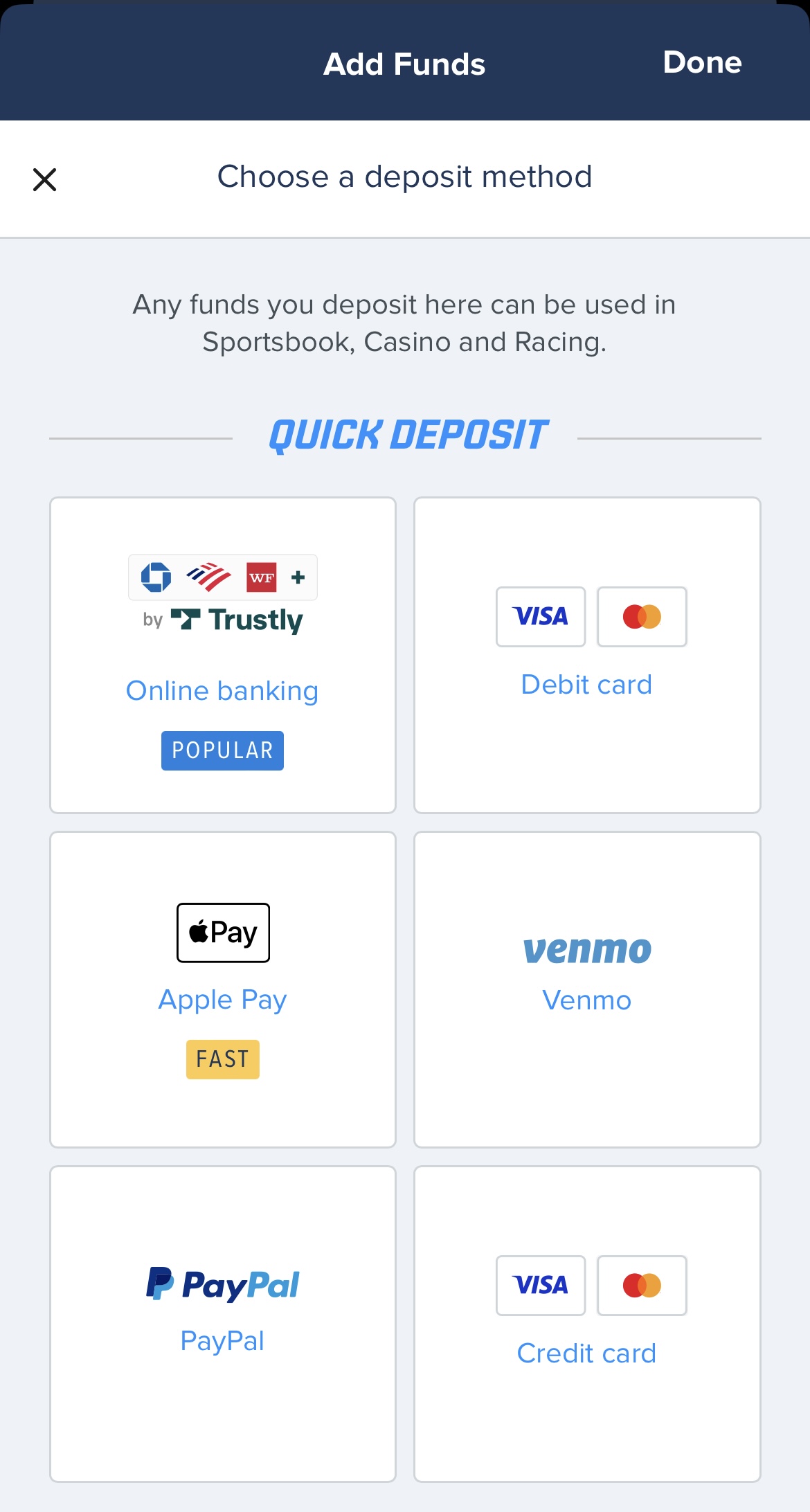 What payment methods can I use for deposits and withdrawals on FanDuel?
