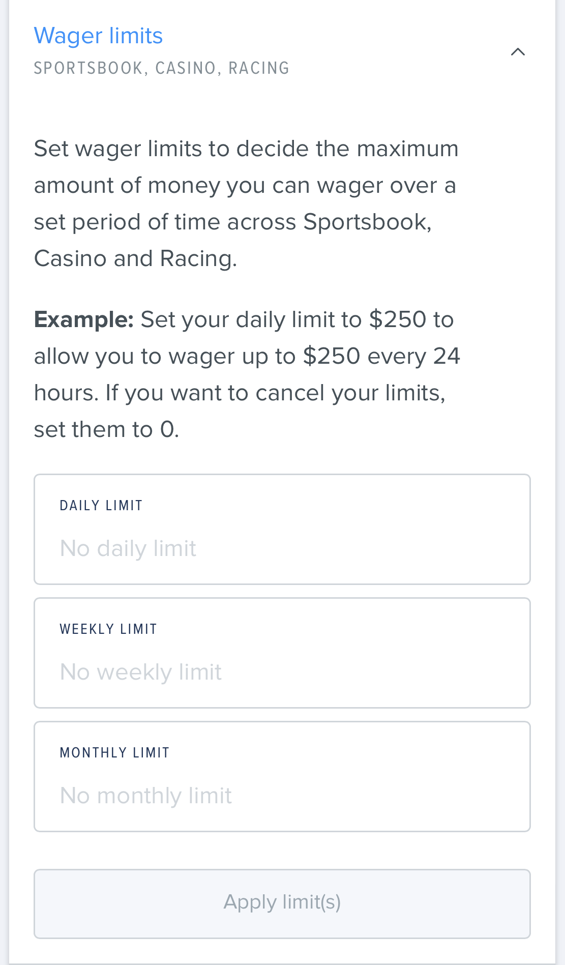 How do I set account limits on FanDuel?