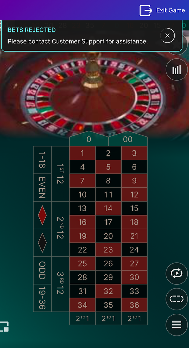 My bet on a FanDuel Casino game was rejected