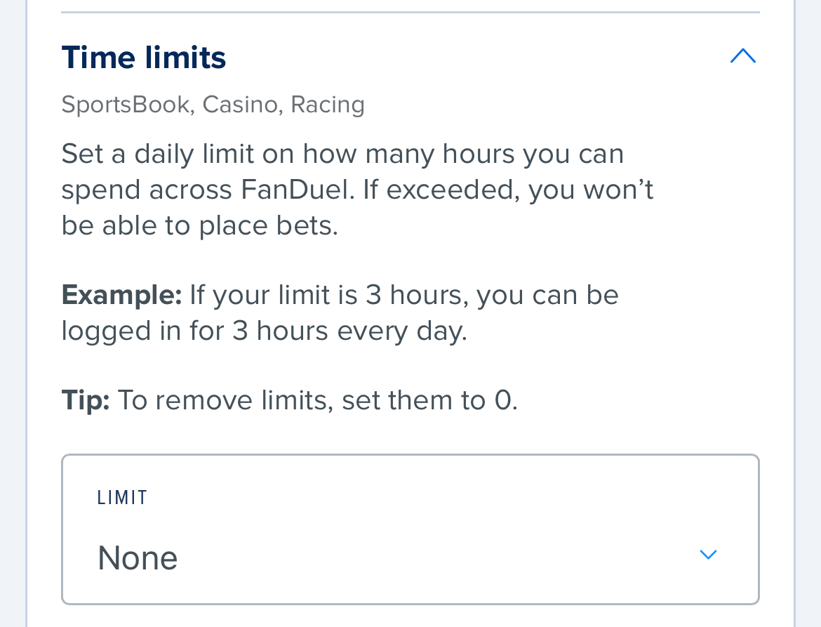 How do I set account limits on FanDuel?