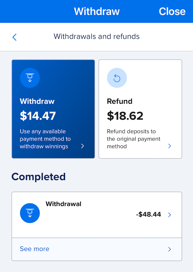 Withdrawing with FanDuel