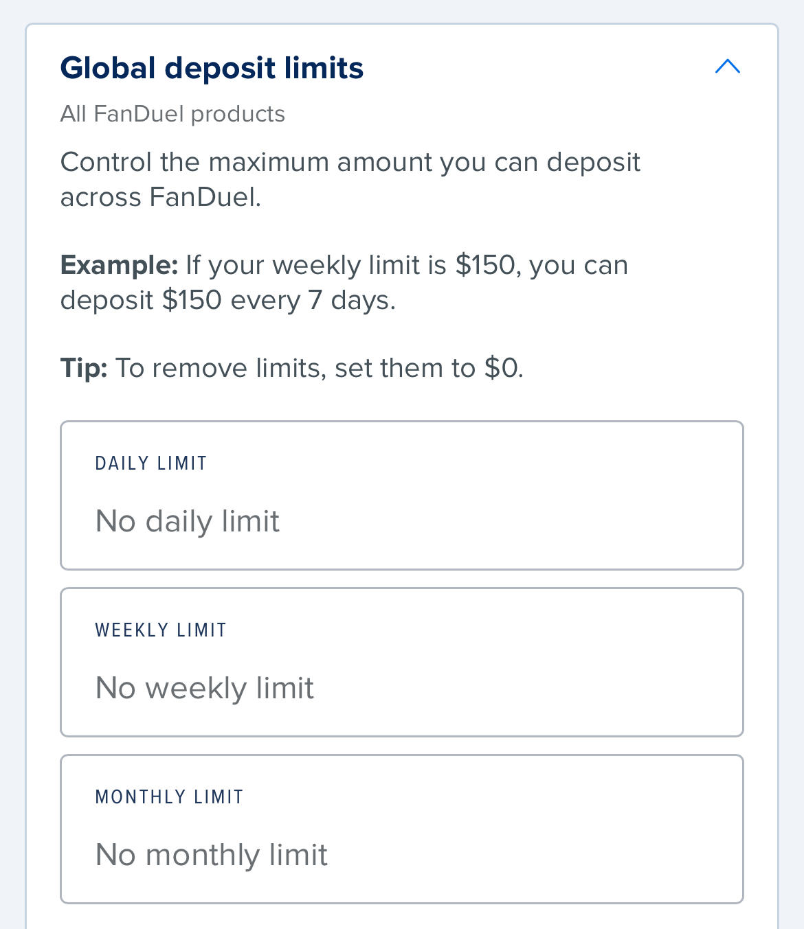 How do I set account limits on FanDuel?