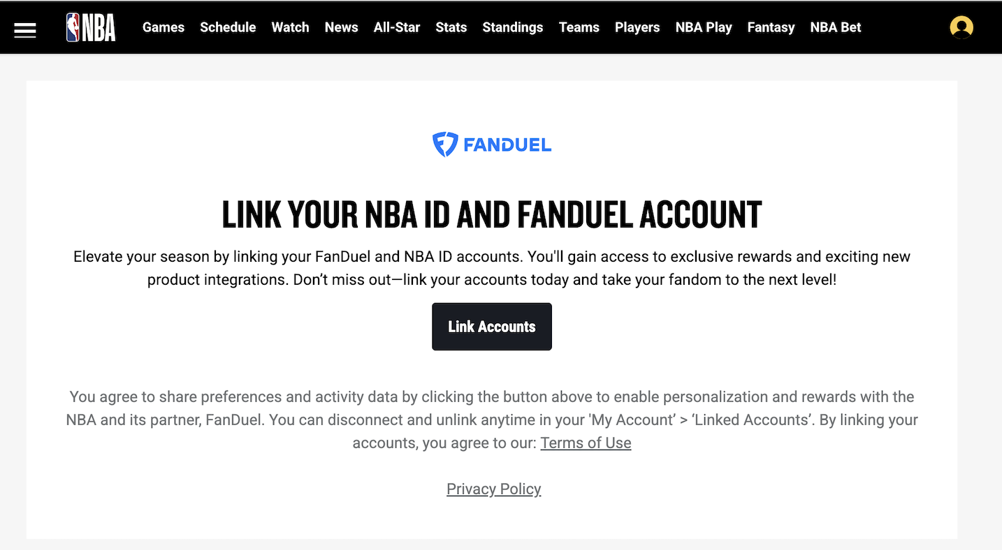 How do I link my NBA ID and FanDuel?